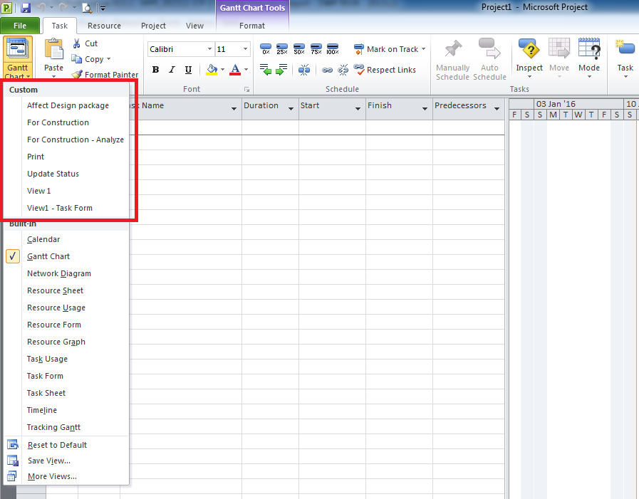Microsoft Project : Custom View (New view) appear in all Project ...
