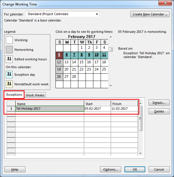 How to edit Project calendar in Microsoft Project – Khuong Do Blog
