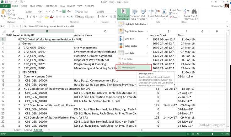 Primavera P6 export to Excel. How to color WBS level automatically ...