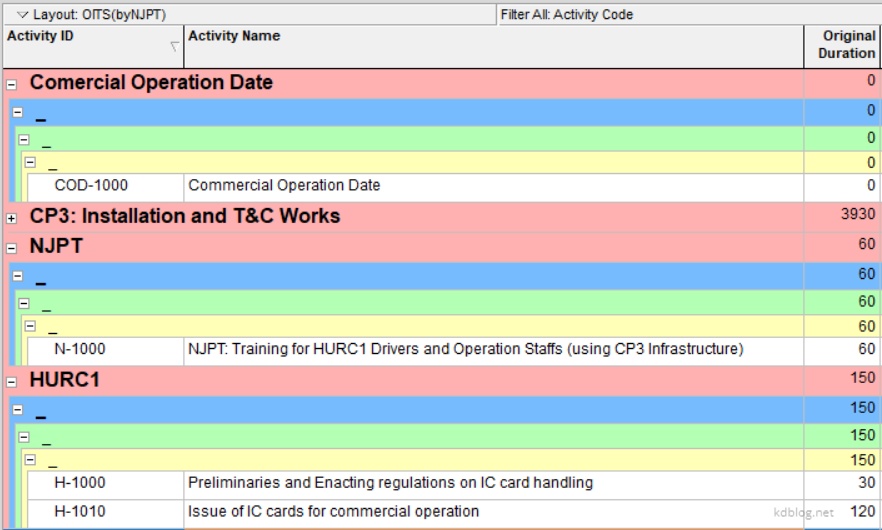 Primavera P6: Hide Blank Activity Code, No Activity Code at the summary ...