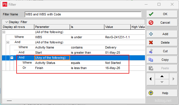 Using Nested (Multi level) Filters in Primavera P6 – Khuong Do Blog